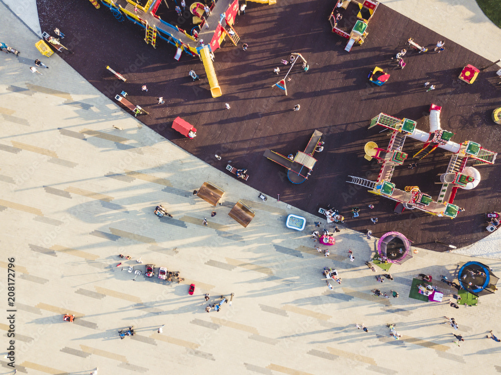 aerial view of children playing on a child ground in park Stock Photo ...