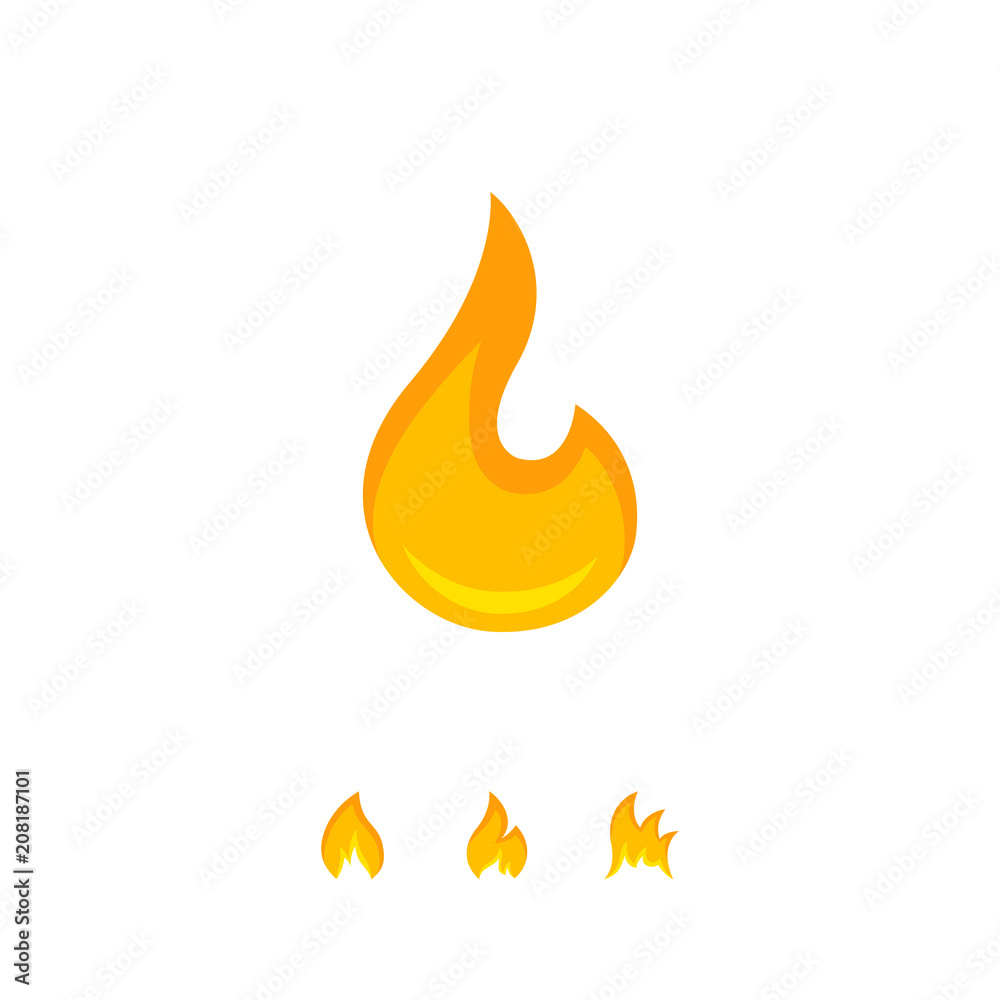 Small minimalist wavy icon showing orange burning flame element on ...