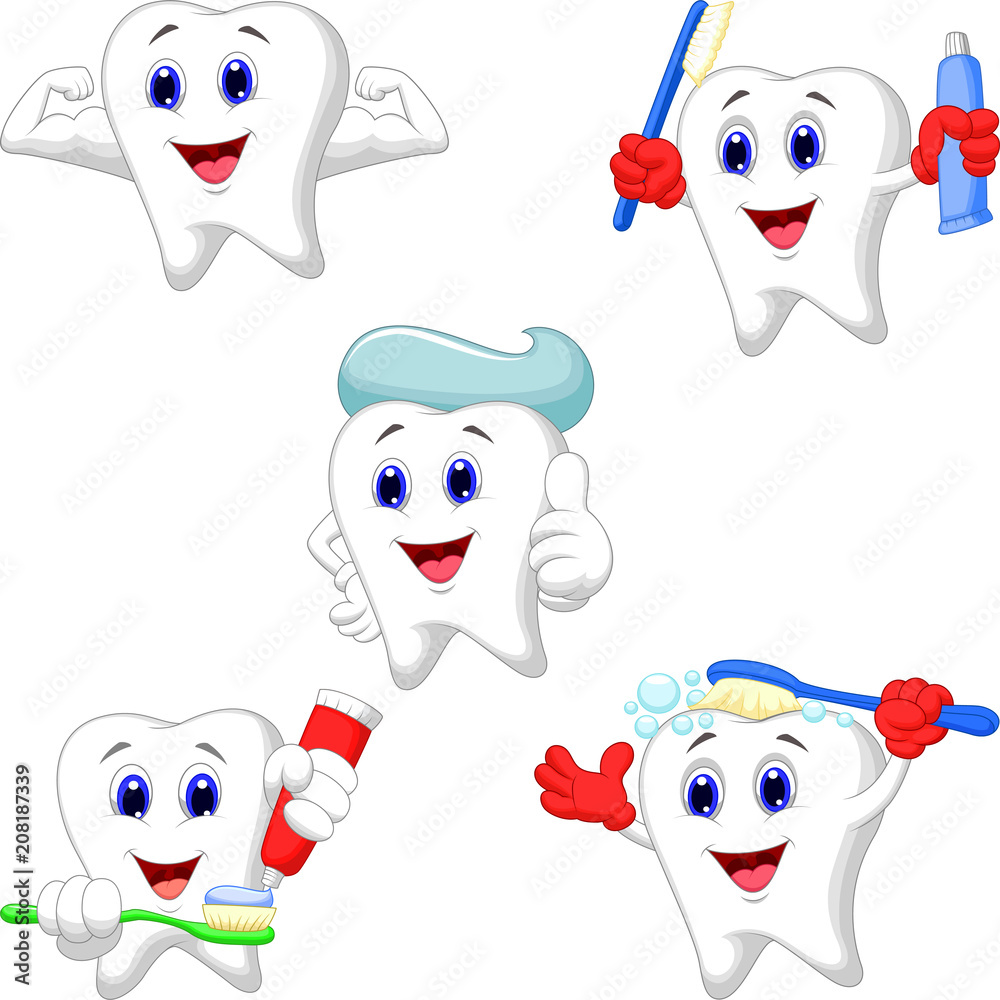 Cartoon teeth collection set Stock Vector | Adobe Stock
