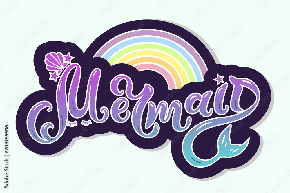 Mermaid text with rainbow Stock Vector | Adobe Stock