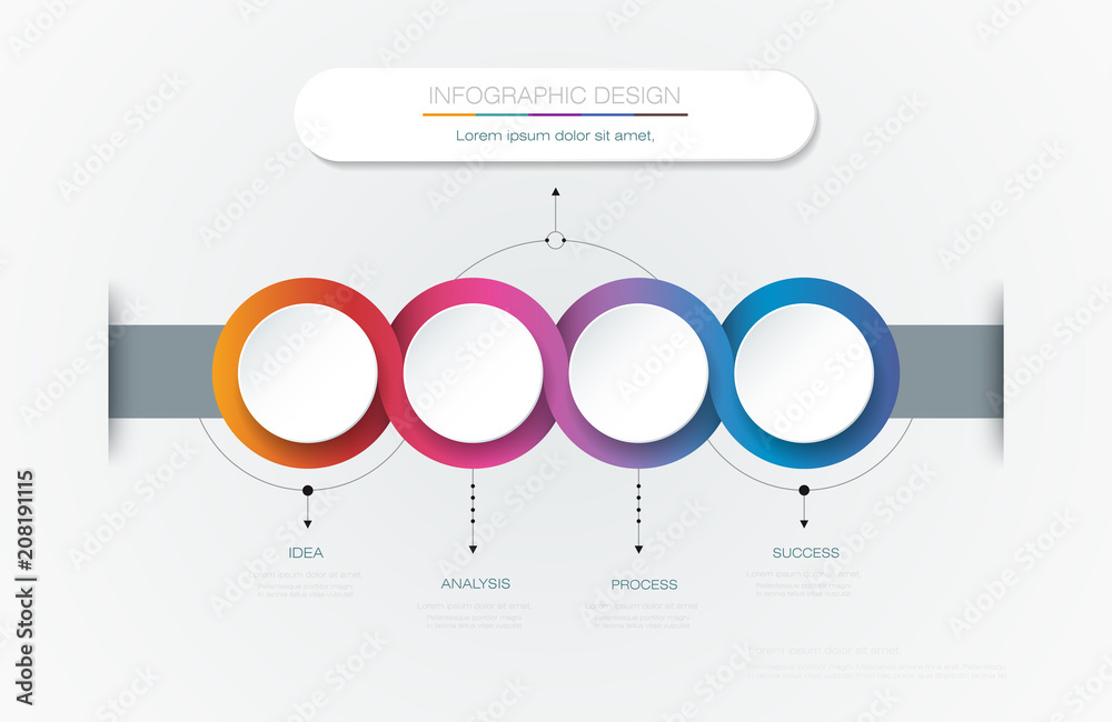 Vector Infographic 3d circle label template design.Infograph with 4 ...