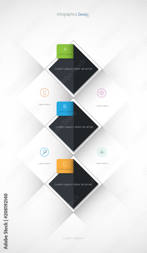Vector infographics timeline design template with 3D paper label ...