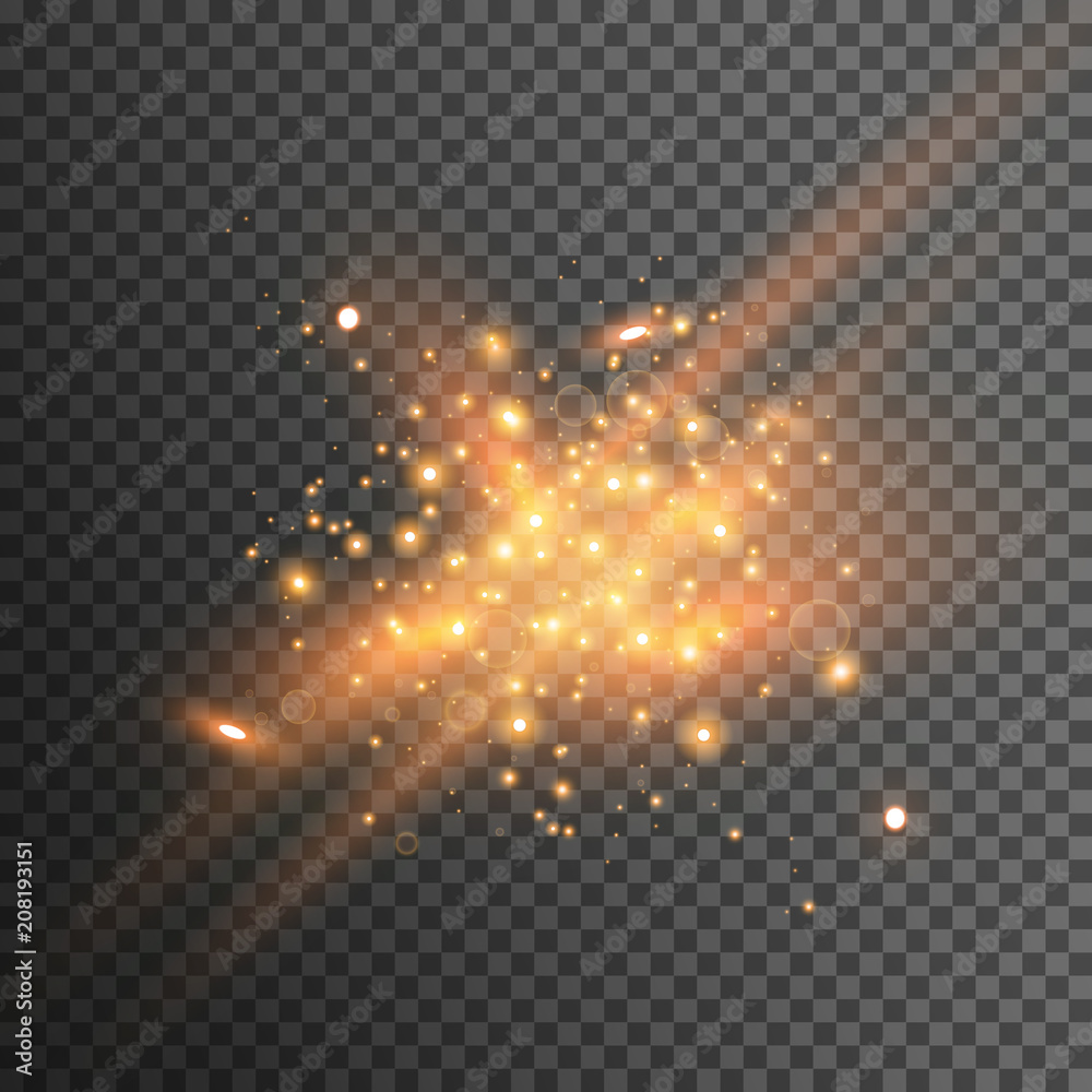 Burning fire on a transparent background. Neon blue sparkling shine and ...