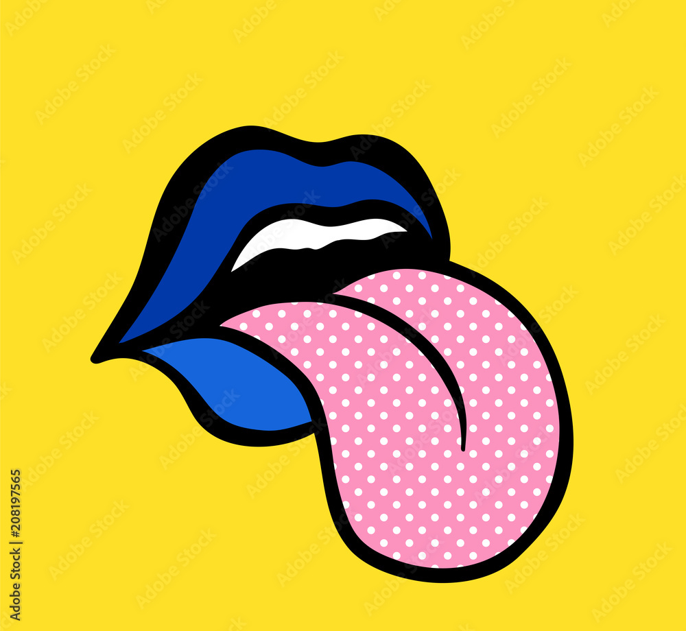 Pop art vector speaking red lips. Tongue sticking out Stock Vector ...