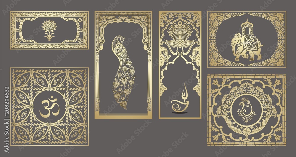 Hindu icons, Hinduism ,cultural heritage , India , Asia Stock Vector ...