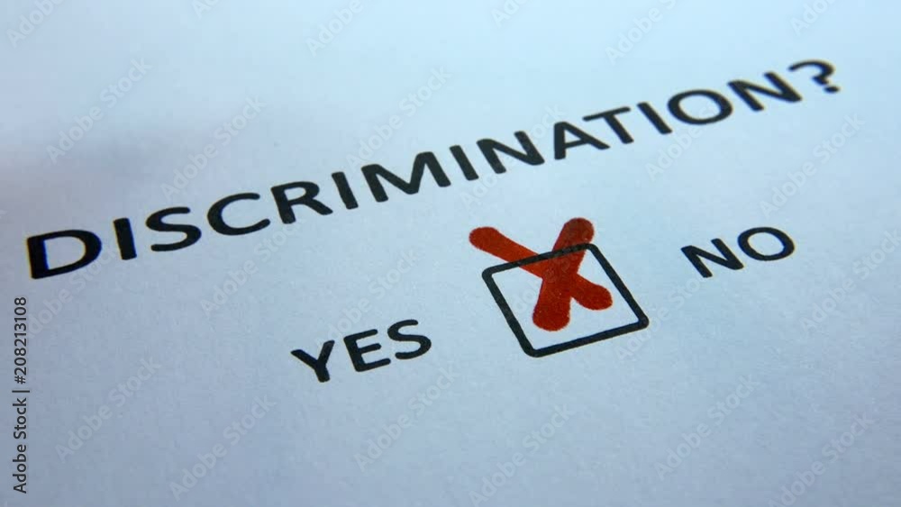 Social problems of discrimination, filling in a questionnaire with a ...