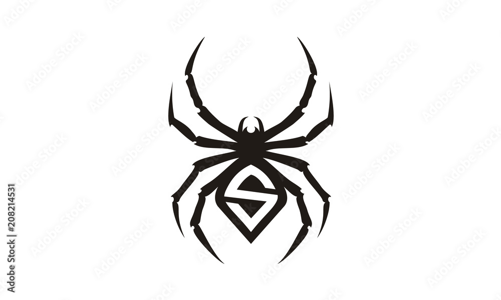 Initial Letter S Spider Black logo design silhouette Stock Vector ...