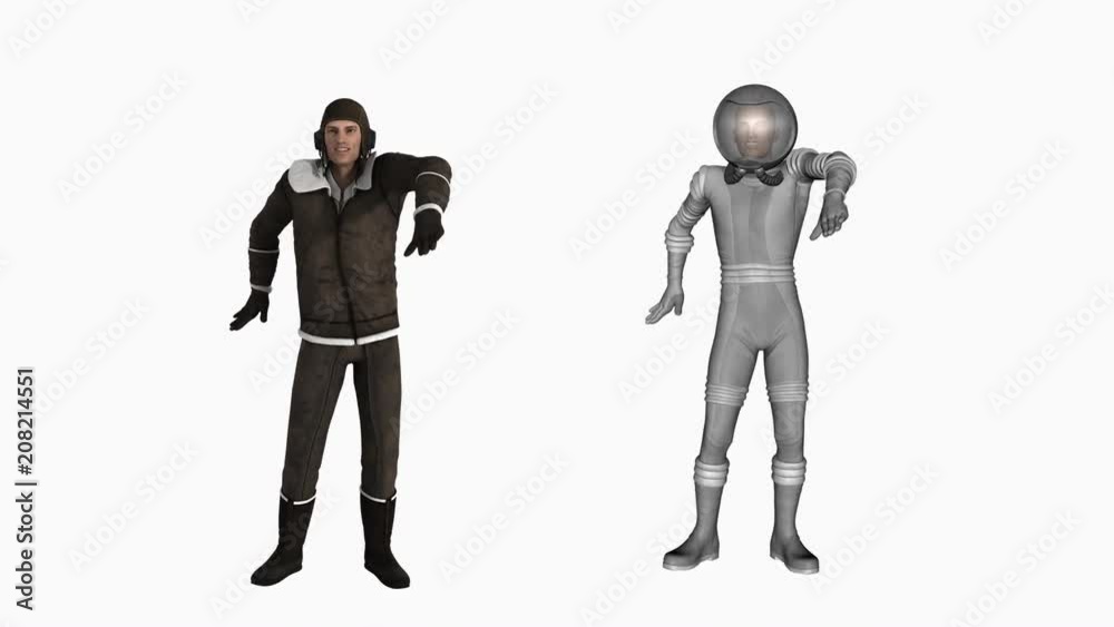 pilot and astronaut dancing, animation transparent background Stock ...
