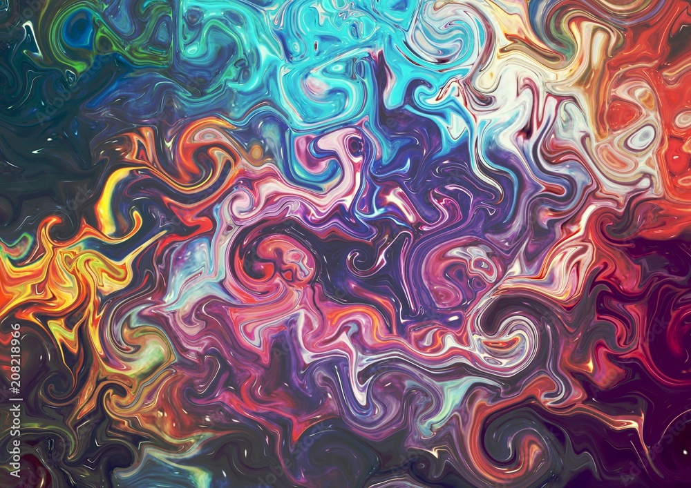 Abstract marble oil painting art. Hand drawn liquid stains of paint ...