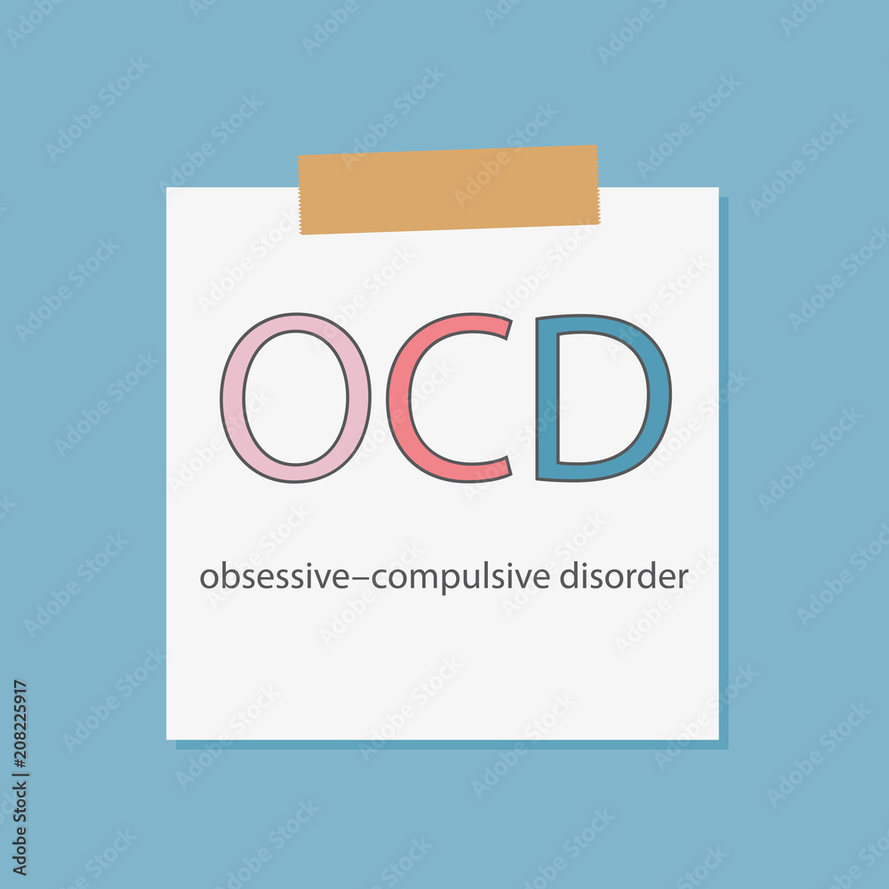 OCD Obsessive Compulsive Disorder written in a notebook paper- vector ...