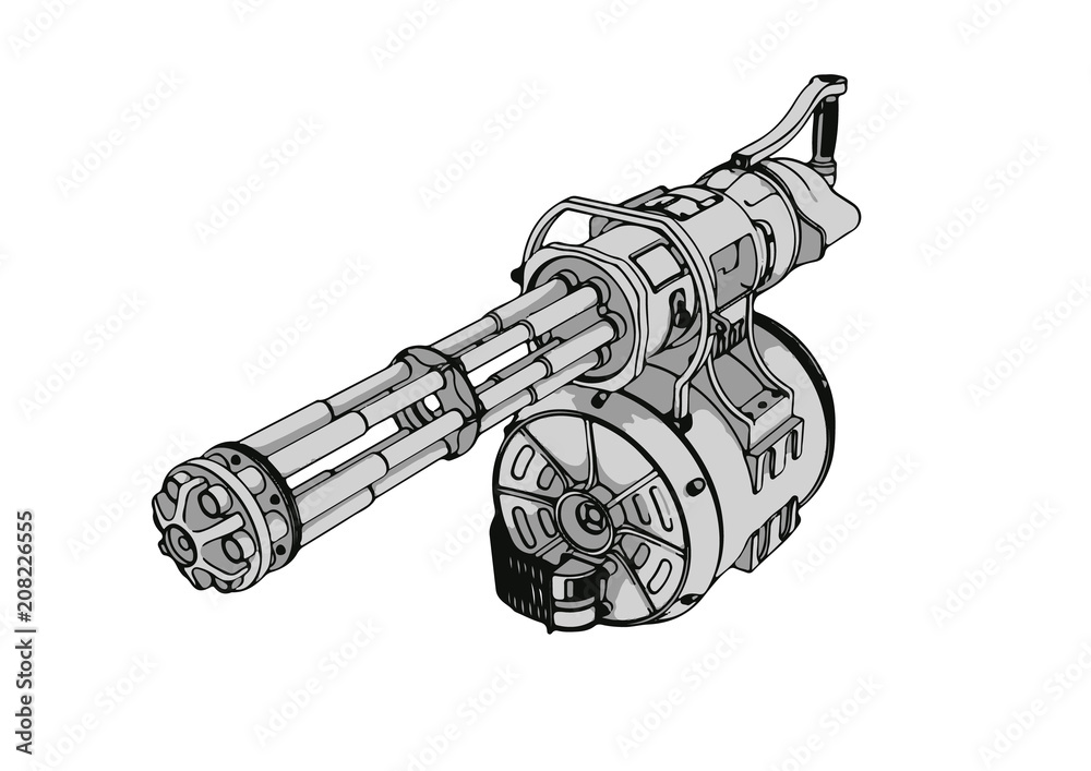 sketch of a military machine gun vector Stock Vector | Adobe Stock