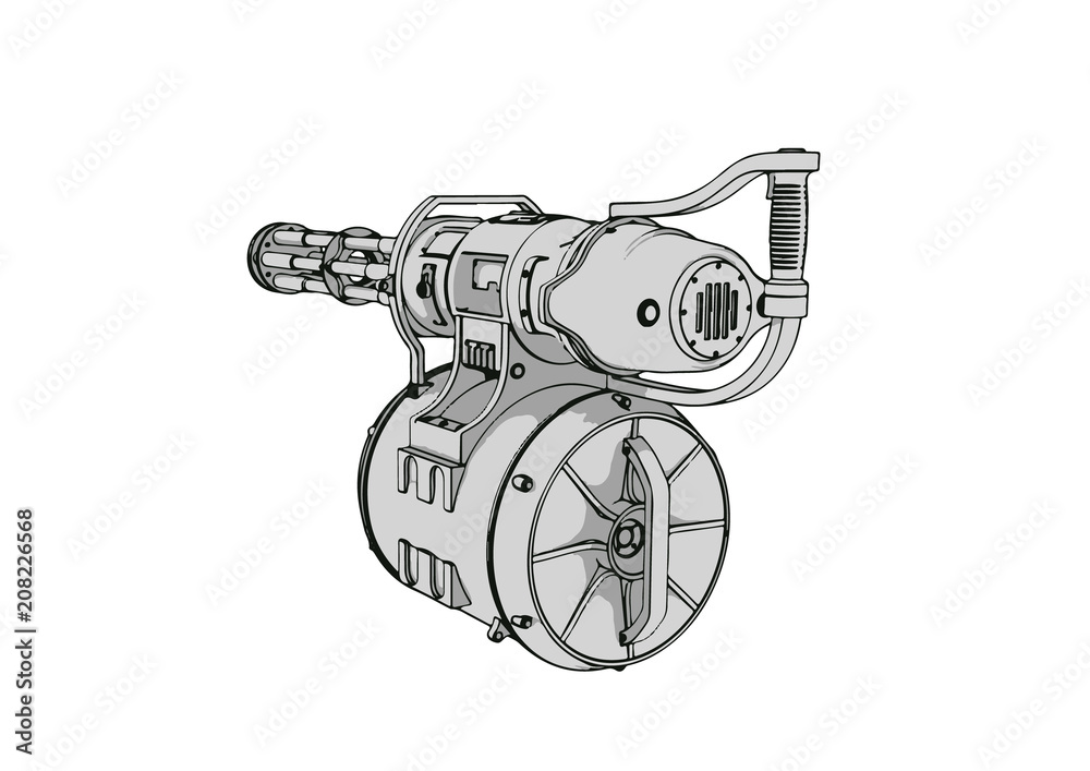 sketch of a military machine gun vector Stock Vector | Adobe Stock