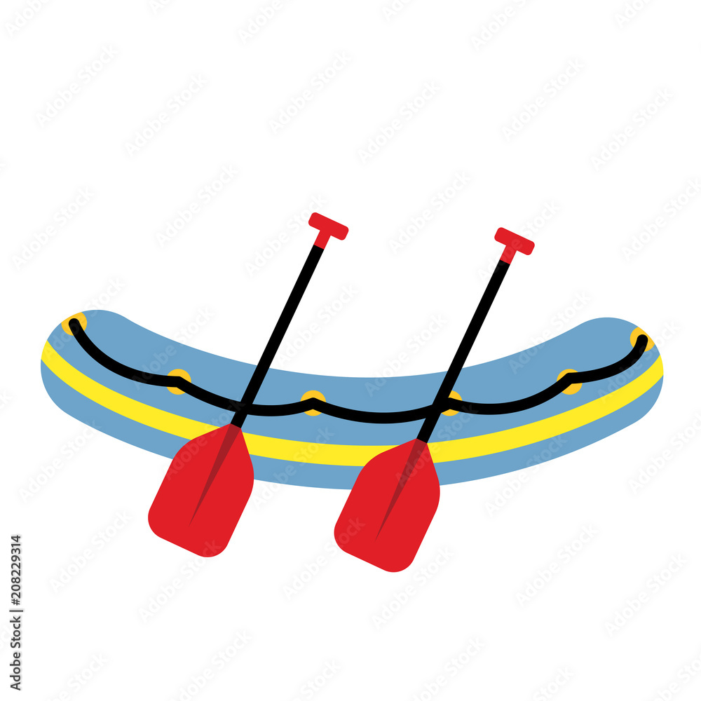 Raft transportation cartoon character side view isolated on white ...