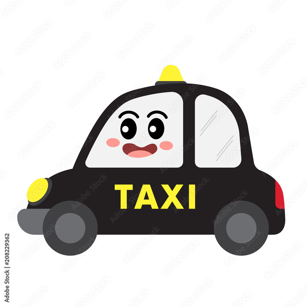 Taxi transportation cartoon character side view isolated on white ...