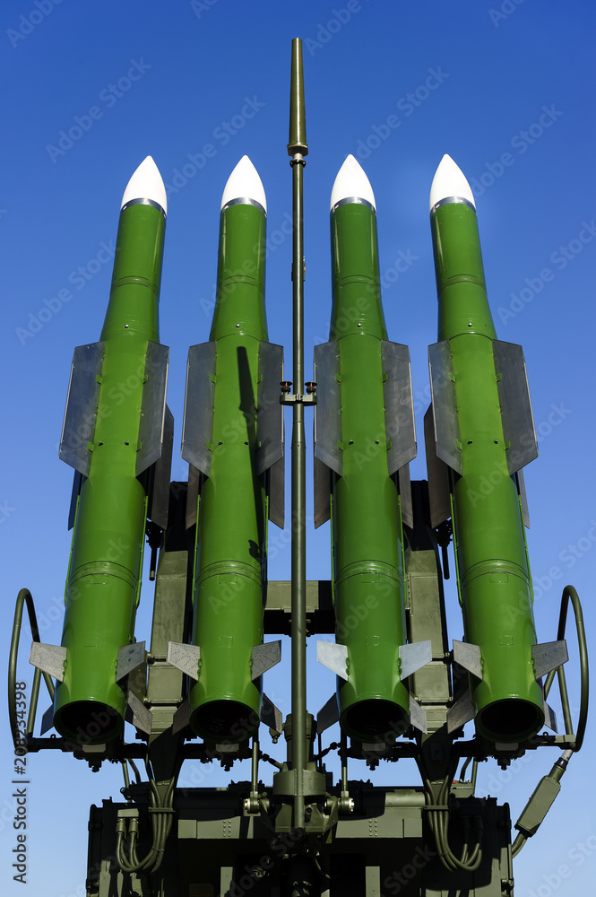 Ballistic missile launcher with four cruise missiles on powerful mobile ...