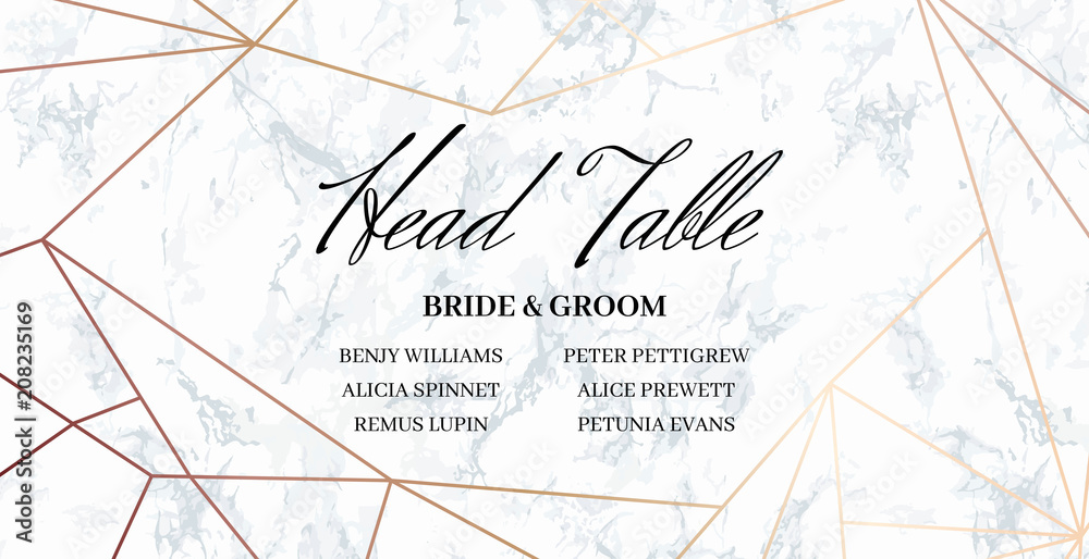 Head Table Bride and groom wedding template card of geometric design ...
