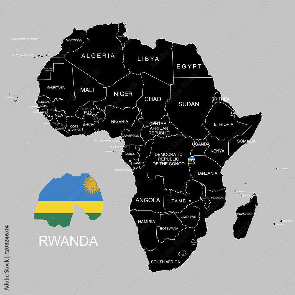 Territory of Rwanda on Africa continent. Vector illustration Stock ...