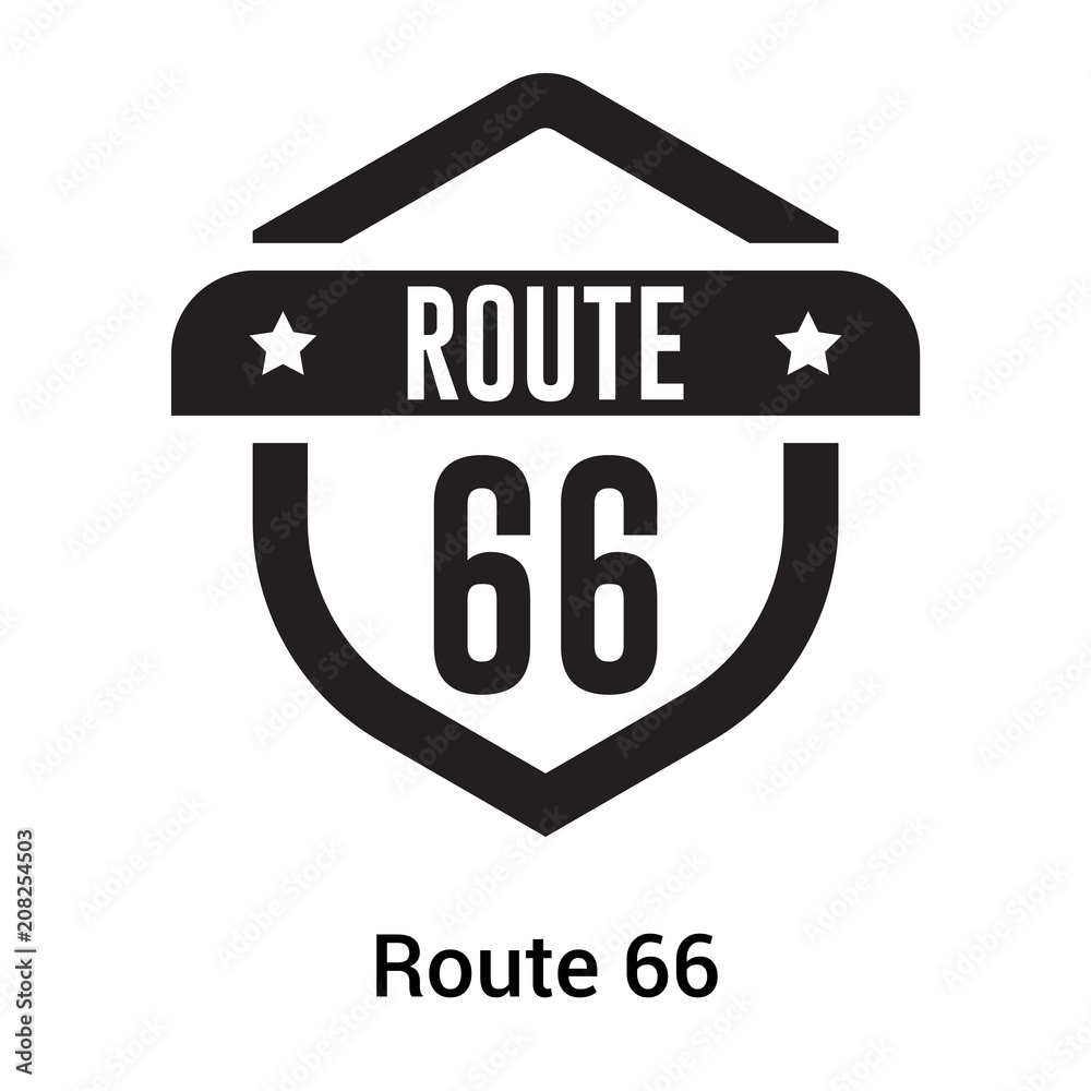 Route 66 icon vector sign and symbol isolated on white background ...