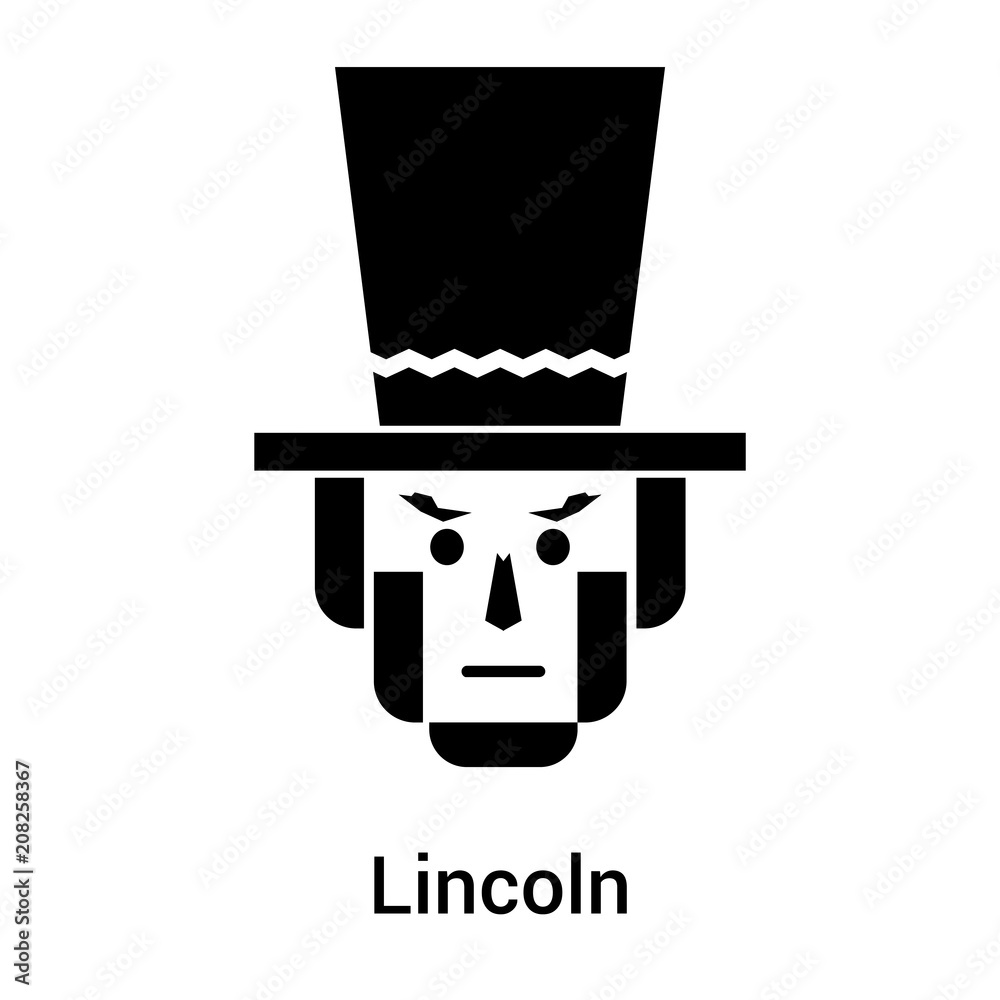 Lincoln icon vector sign and symbol isolated on white background ...