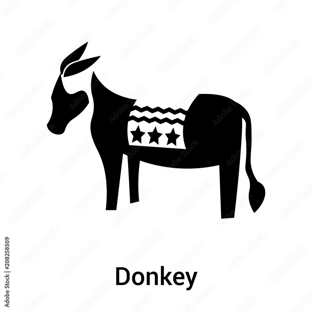 Donkey icon vector sign and symbol isolated on white background, Donkey ...