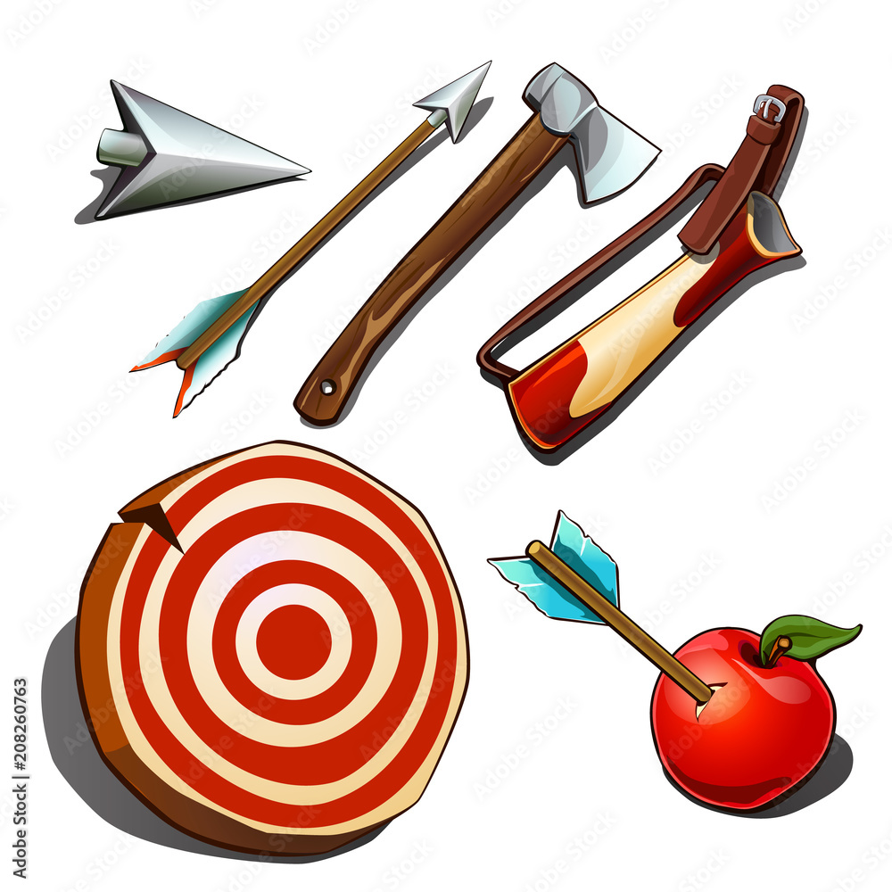 Set of subjects for competitions on accuracy isolated on white ...