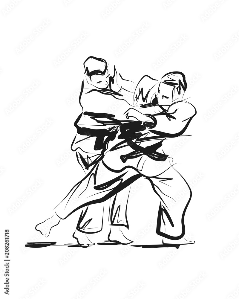 Vector sketch competing judo Stock Vector | Adobe Stock