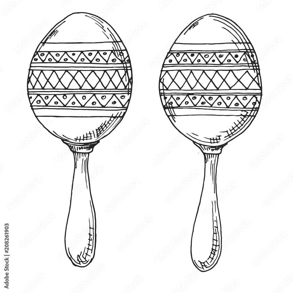 Sketch of maracas isolated on white background. Stock Vector | Adobe Stock