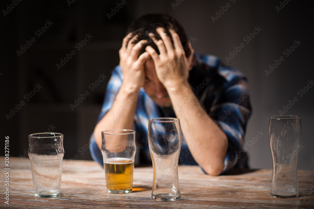 alcoholism, alcohol addiction and people concept - male alcoholic ...