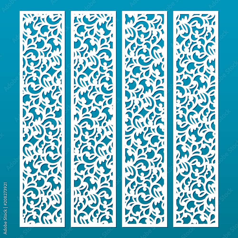 Laser cut decorative lace borders patterns. Set of bookmarks templates ...