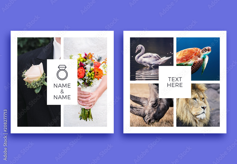 9 Square Photo Collage Layouts Stock Template | Adobe Stock