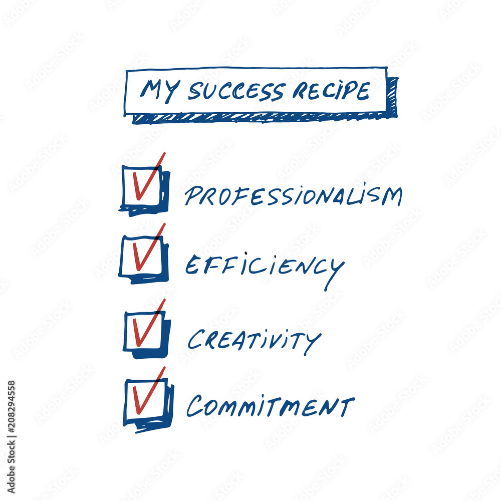 Success Recipe: List of requirements to achieve success written by hand ...