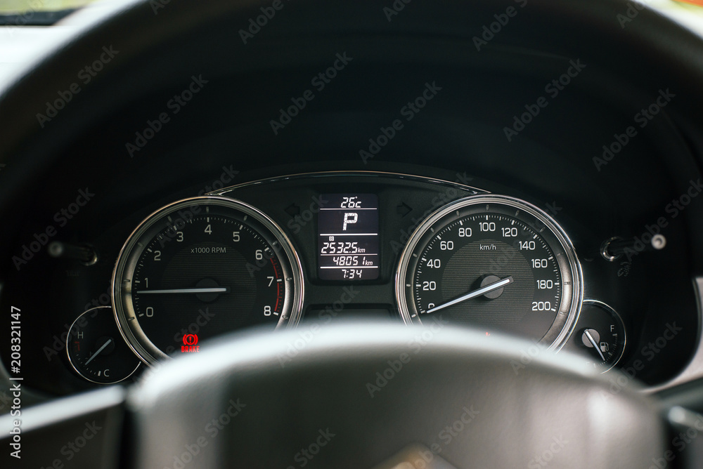 Dashboard of mileage in car,Speed meter is gauge that measures and ...