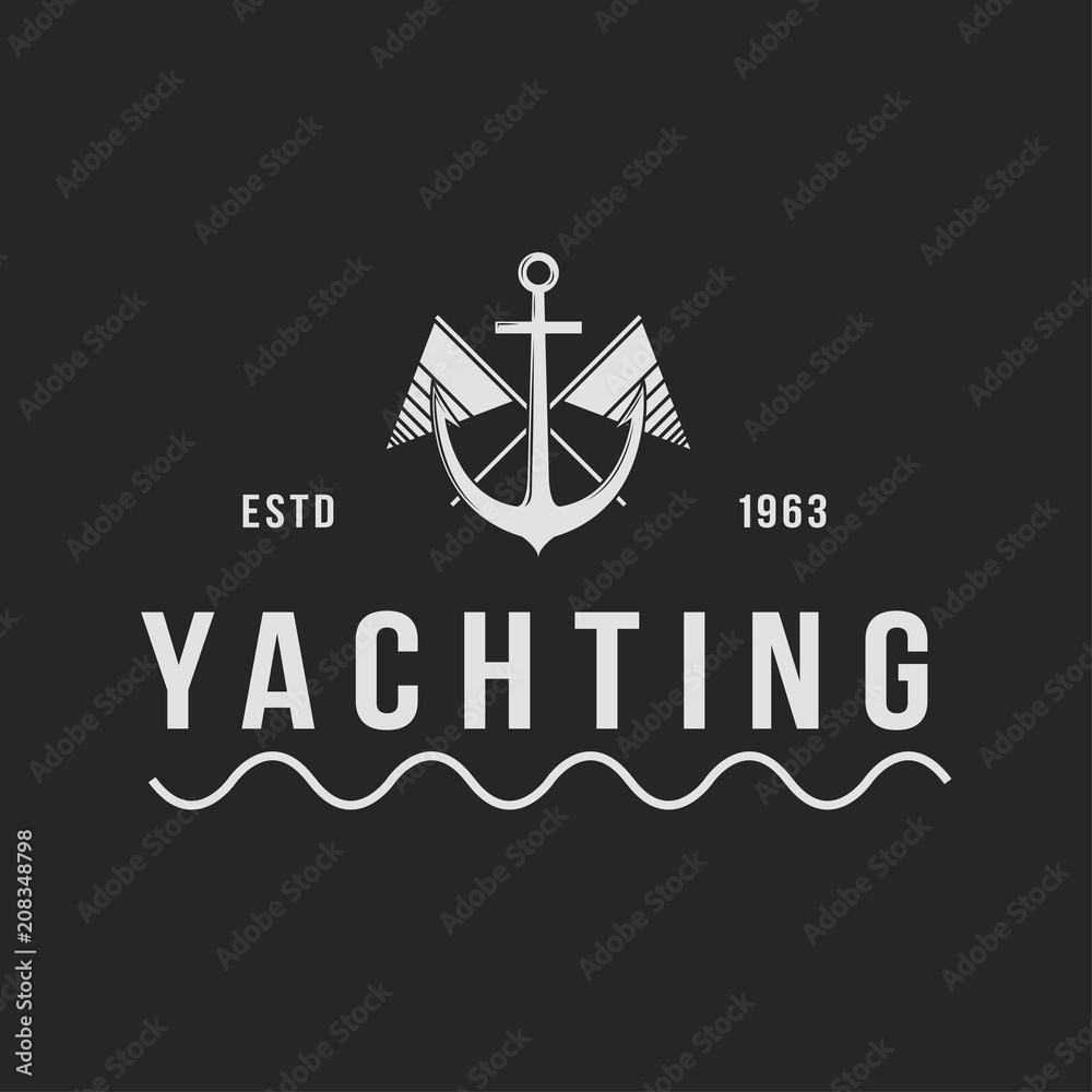 Yachting club logo set. Yachting, yahct club logo set with boad, sail ...