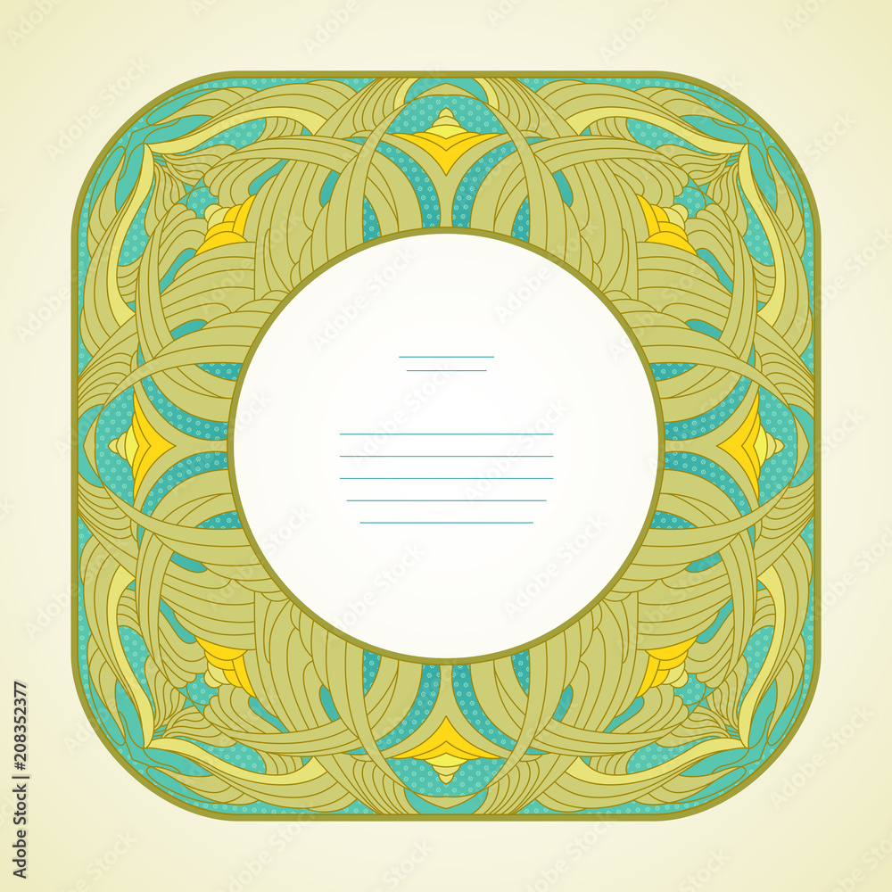 Square vignette with abstract patterns of geometric shapes. Pattern in ...