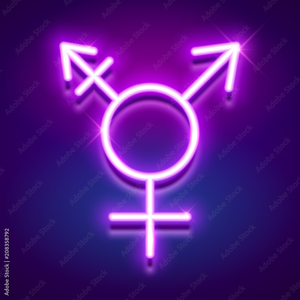 Transgender symbol, neon glowing icon, vector illustration Stock Vector ...