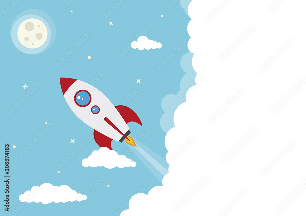 Cartoon Vector Spacing Rocket Launch Stock Vector | Adobe Stock