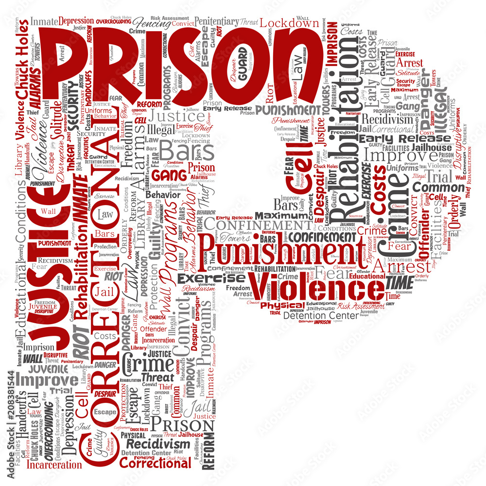 Vector conceptual prison, justice, crime letter font P red word cloud ...