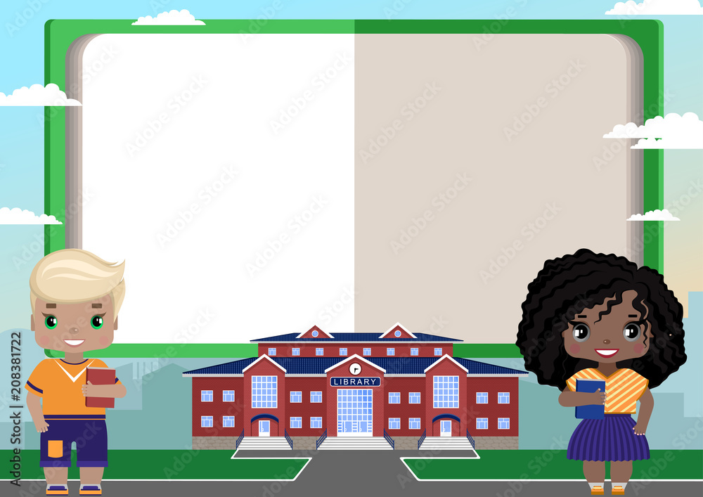 children's frame in the form of an open book for text (ads, diploma ...