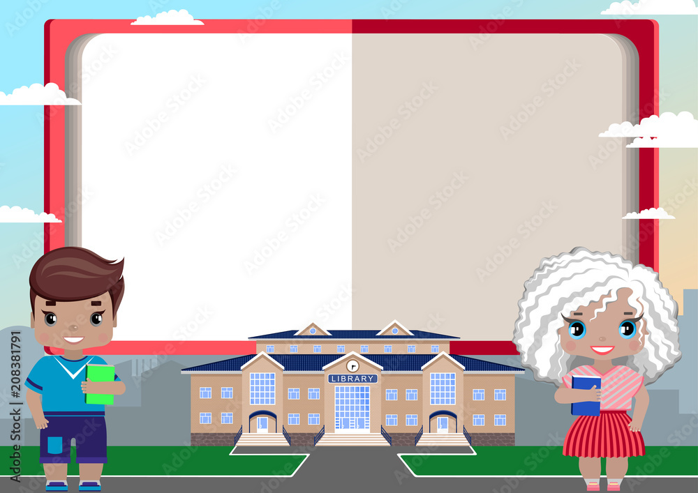 children's frame in the form of an open book for text (ads, diploma ...