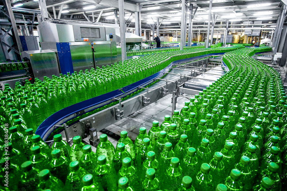 Plastic bottles on factory line Stock Photo | Adobe Stock