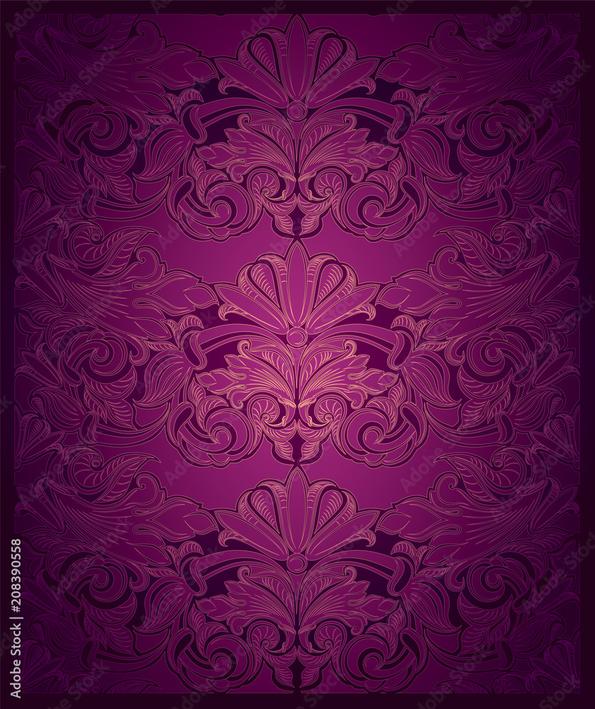 Royal, vintage, elegant vertical background in purple with gold, with ...