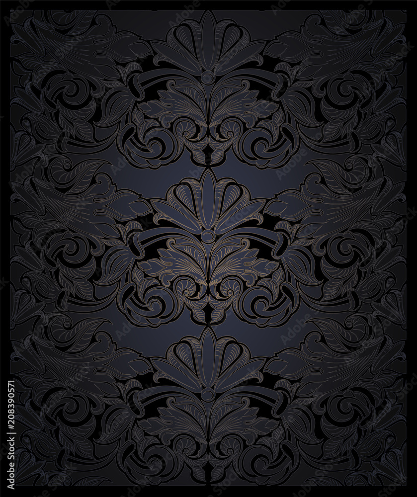 Royal, vintage, elegant vertical background in black with gold, with ...