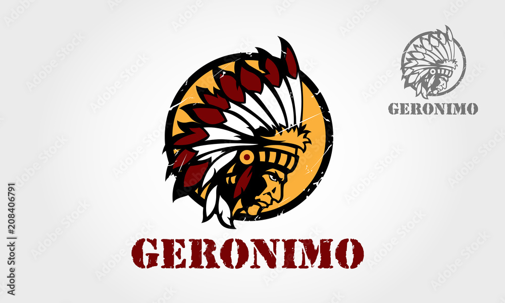 Geronimo Vector Logo Illustration. Logo illustration of a native ...