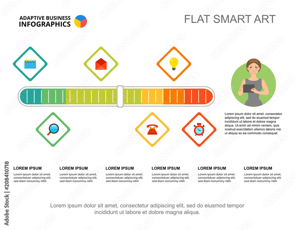 Six elements process chart template for presentation. Vector ...