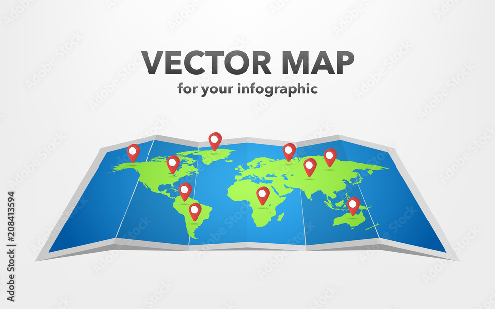 World map with infographic elements, vector illustration Stock Vector ...