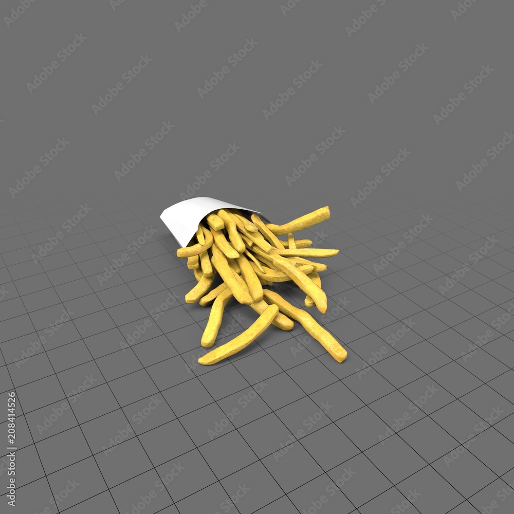 French fries in a flat box Stock 3D asset | Adobe Stock