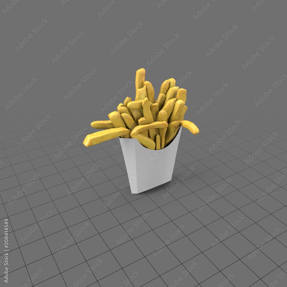 French fries in an upright box Stock 3D asset | Adobe Stock