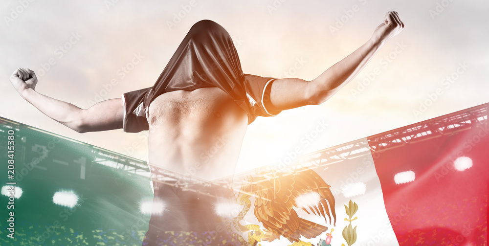 Mexico national team. Double exposure photo of stadium and soccer or ...