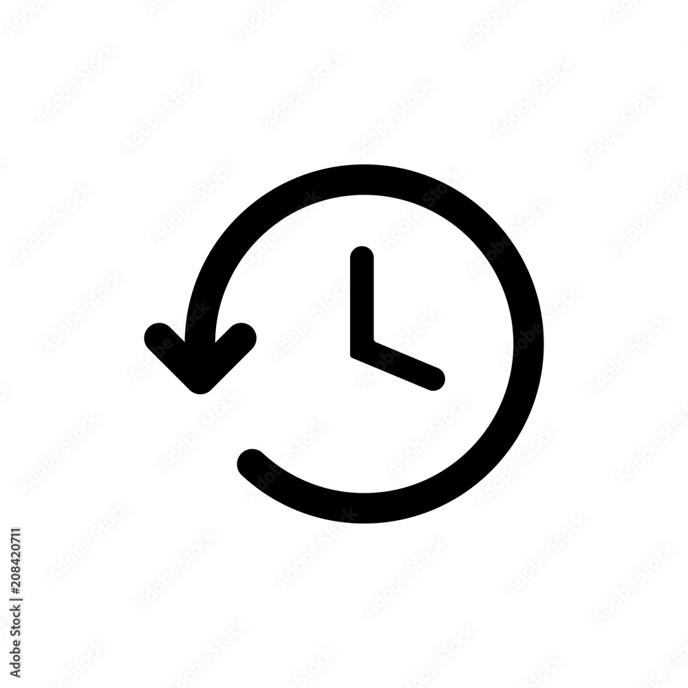 History vector icon, time back symbol. Simple illustration for web or ...