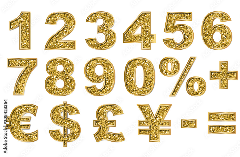 Chiffres paillette or Stock Vector | Adobe Stock
